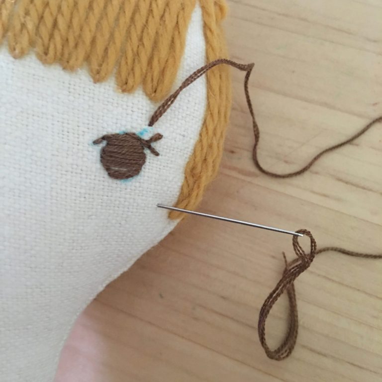 embroidering an eye - Wee Wonderfuls