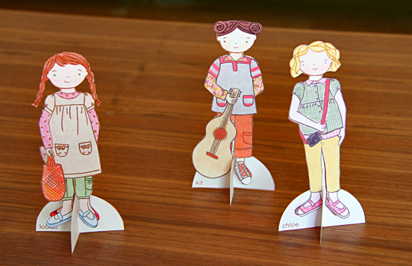 Kit, Chloe & Louise paper dolls - Wee Wonderfuls